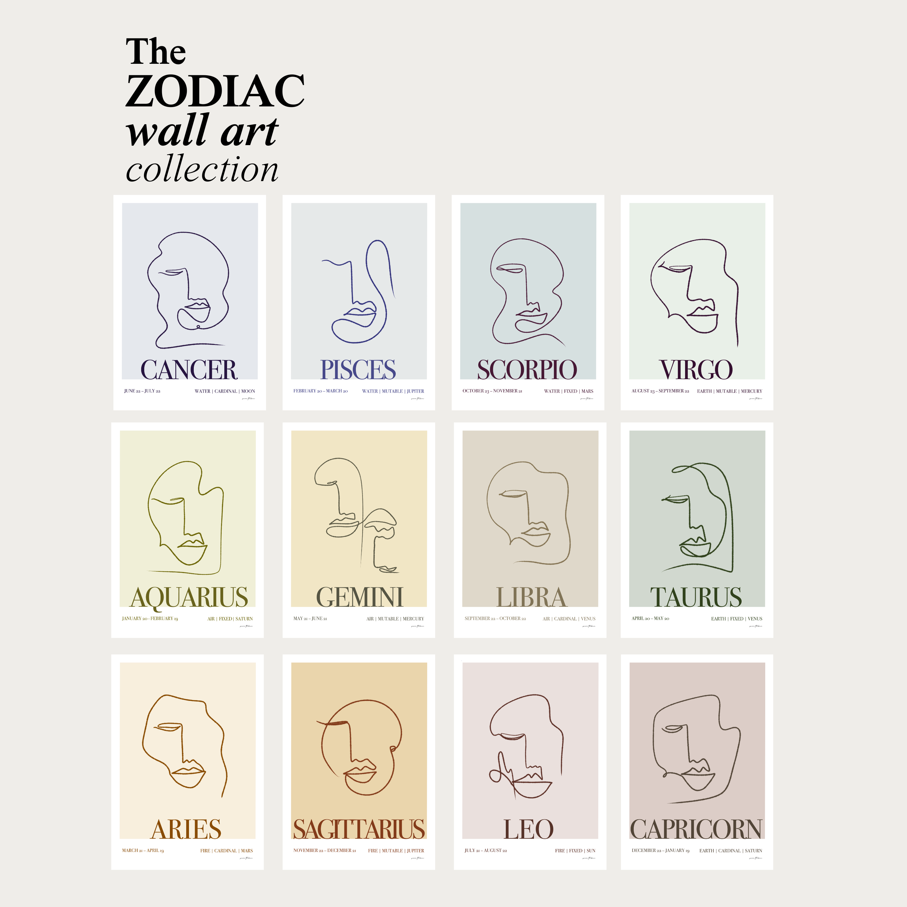 Zodiac Expressions - Wall Art Decor – Pure Téchne